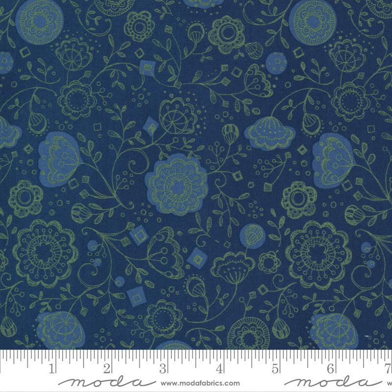 Robin Pickens Cottage Bleu Midnight 48692-18 – Deb's Fabrics